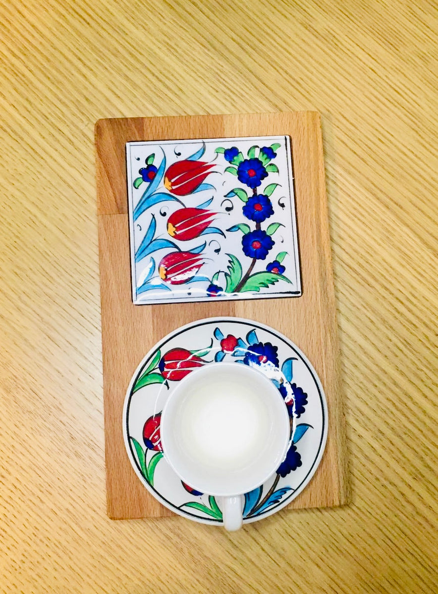 Single Turkish Coffee Cup with Saucer and Tray - Set D – Turkish Finds