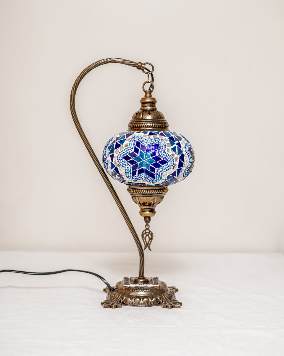 Copper Filigree Authentic Swan Neck Table Lamp Blue/Purple – Turkish Finds